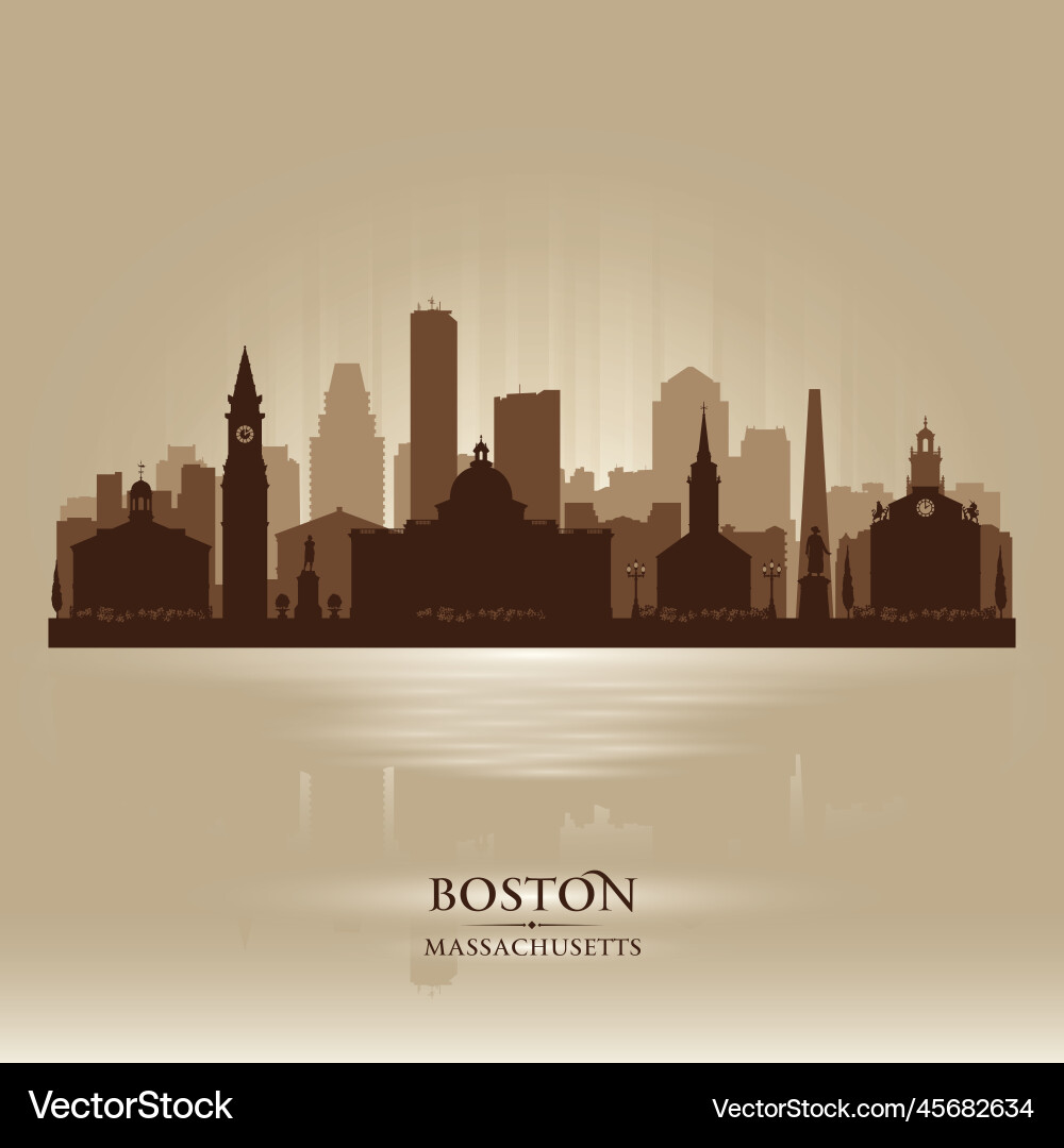 Boston massachusetts city skyline silhouette Vector Image