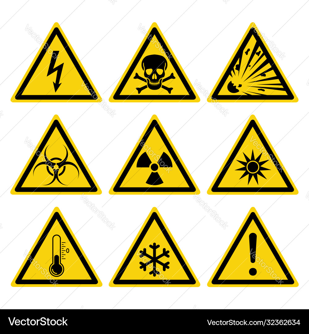 Hazard Warning Signs Royalty Free Vector Image