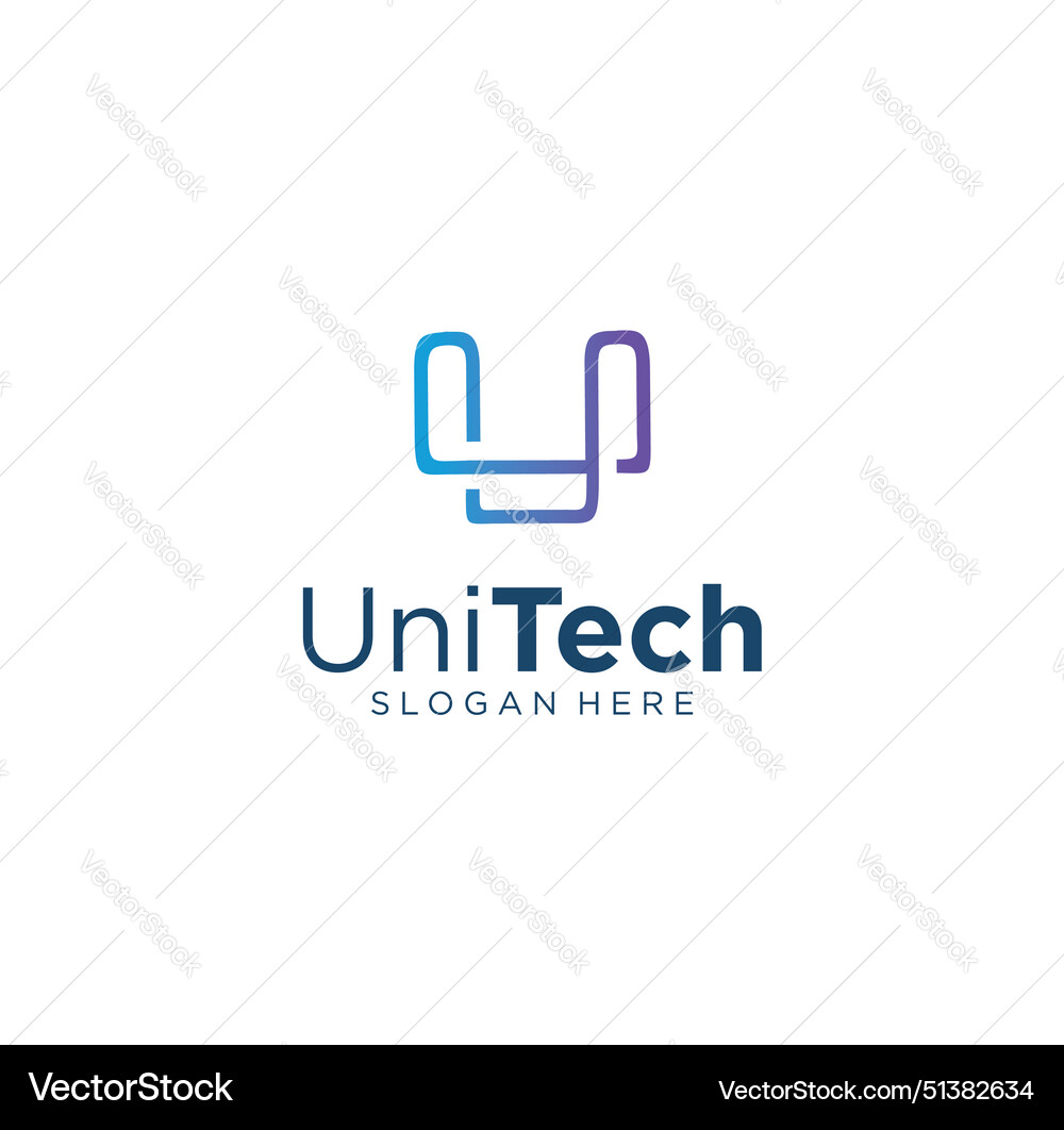 Modern letter u tech logo design technology icon Vector Image