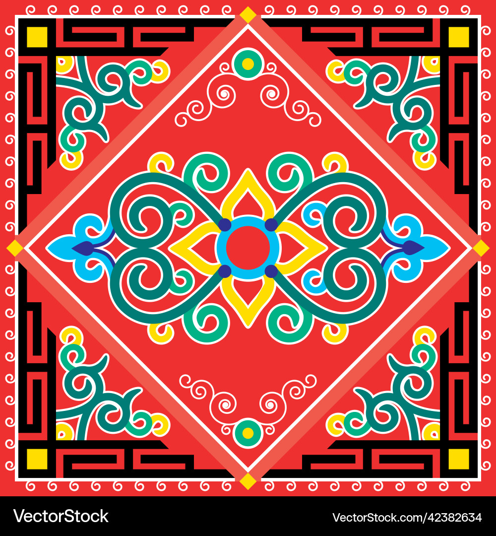 Mongolian Folk Square Pattern Royalty Free Vector Image