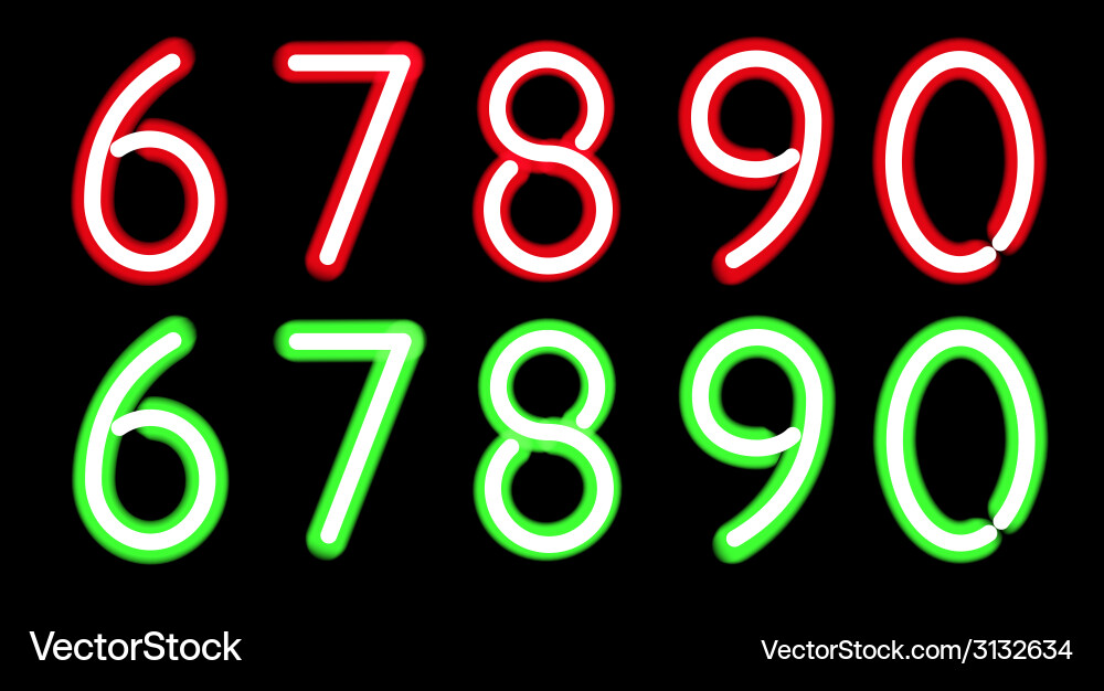 Neon digits Royalty Free Vector Image - VectorStock