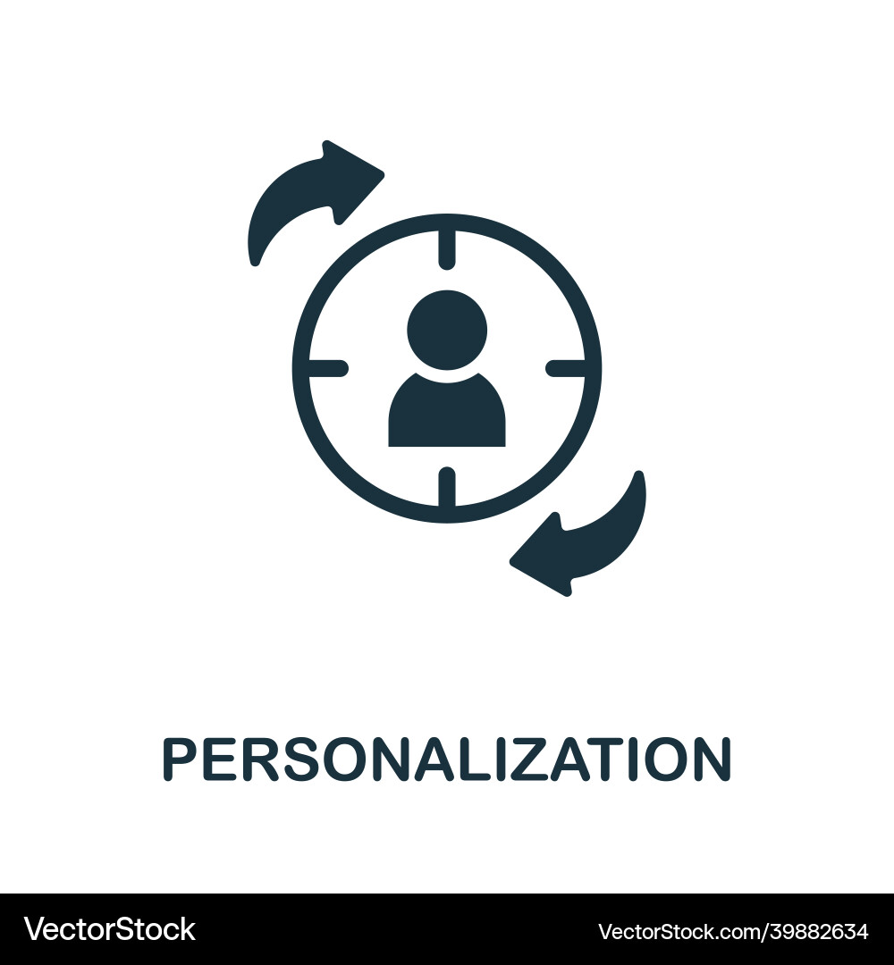 Personalization icon monochrome sign from content Vector Image