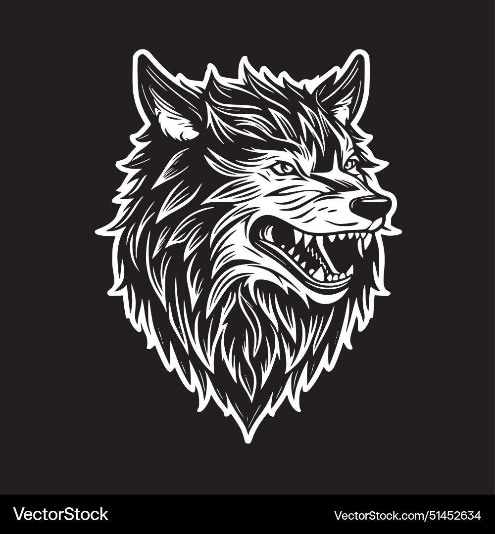 Wolf - black and white isolated icon Royalty Free Vector