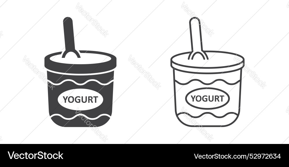 Yogurt container with a spoon icon in flat style Vector Image