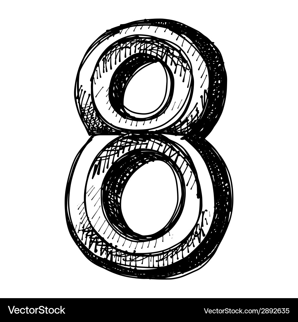 Black sketch drawing of numbers Royalty Free Vector Image