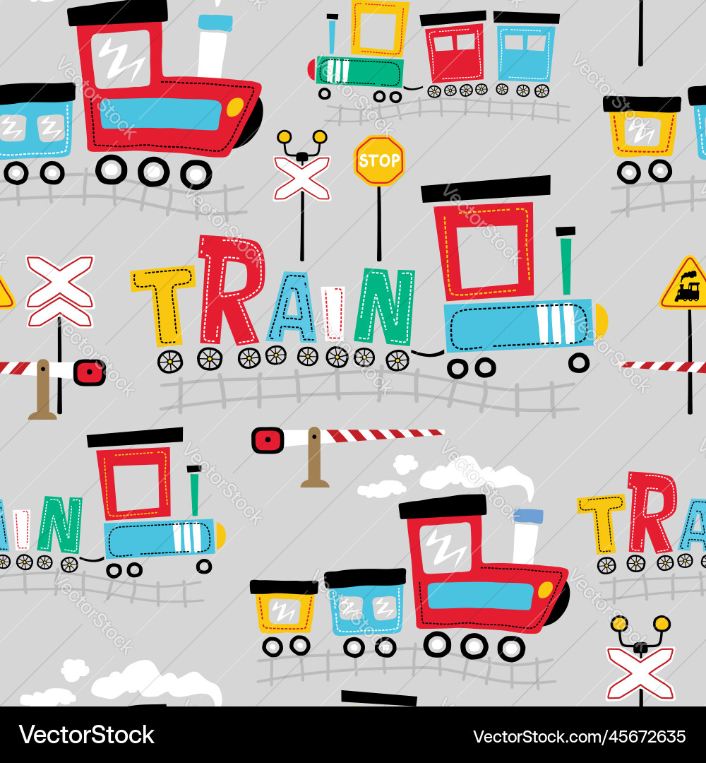 Cartoon Train Pattern Royalty Free Vector Image
