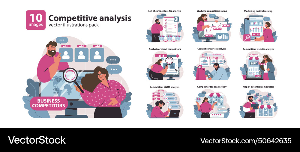 Competitive analysis set Royalty Free Vector Image