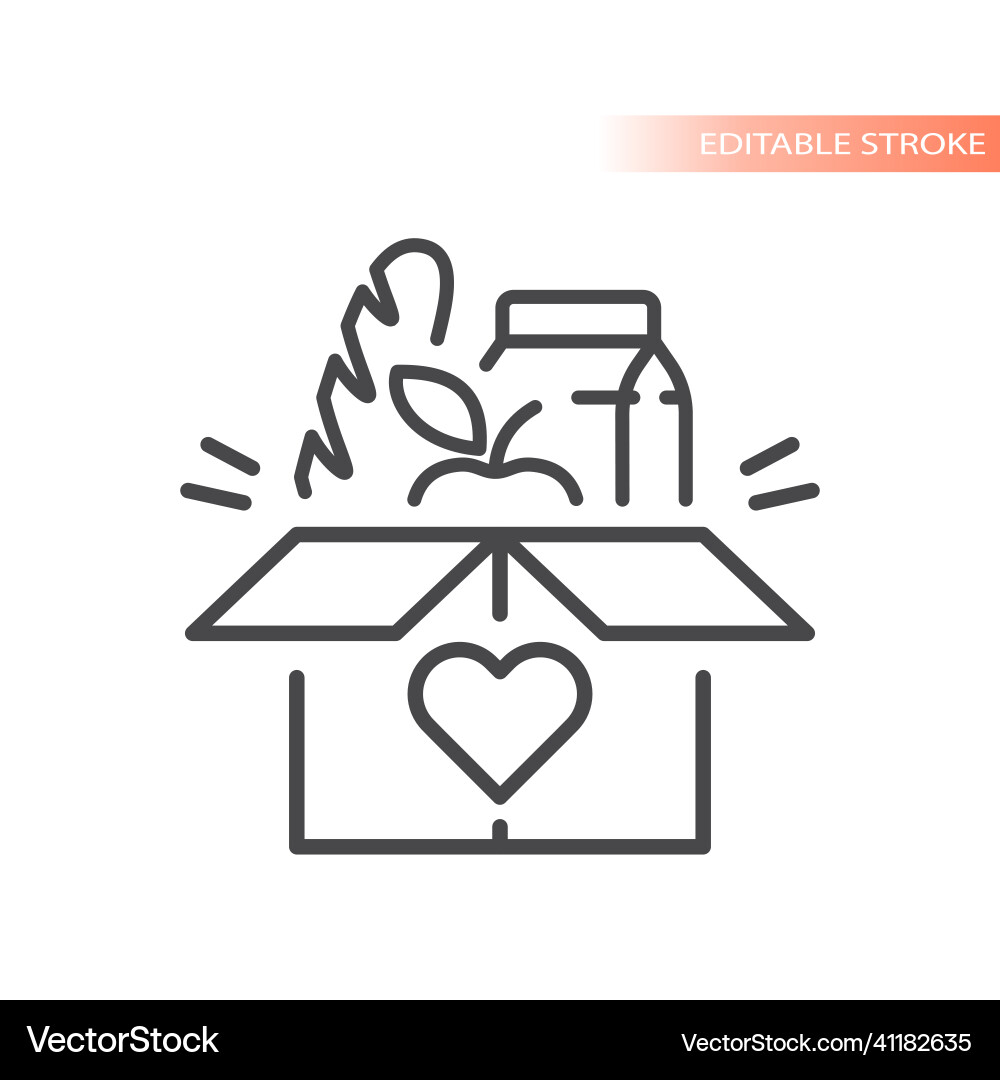 Delivery box with food outlined icon Royalty Free Vector