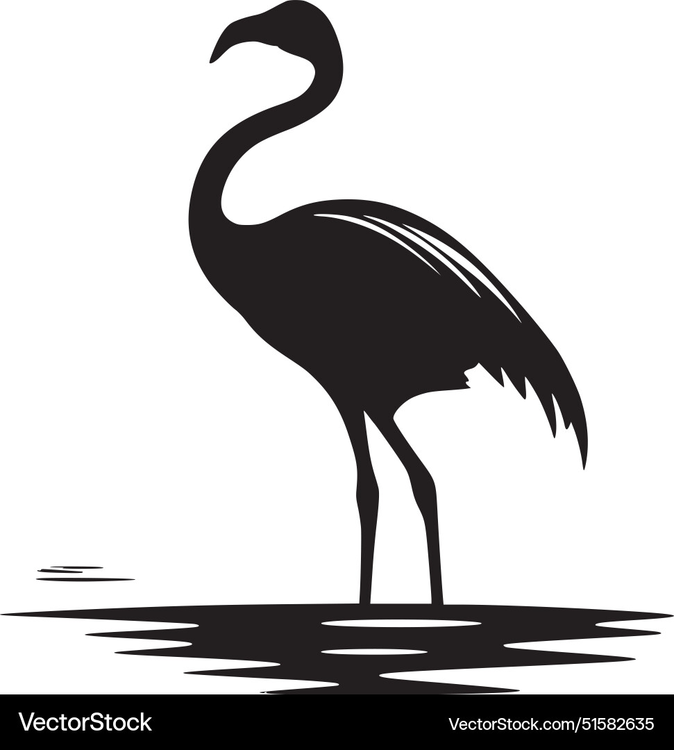 Flamingo - black and white isolated icon Vector Image