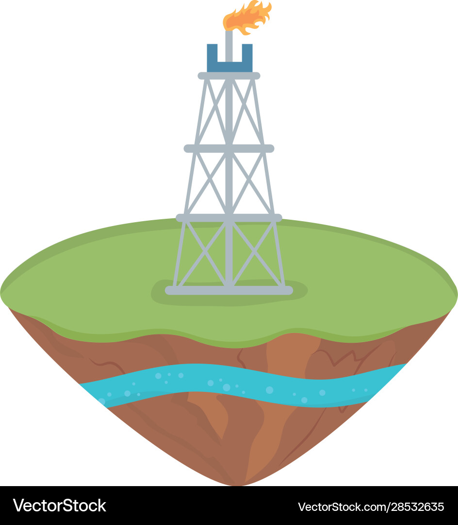 Fracking drilling rig extraction soil layer water Vector Image