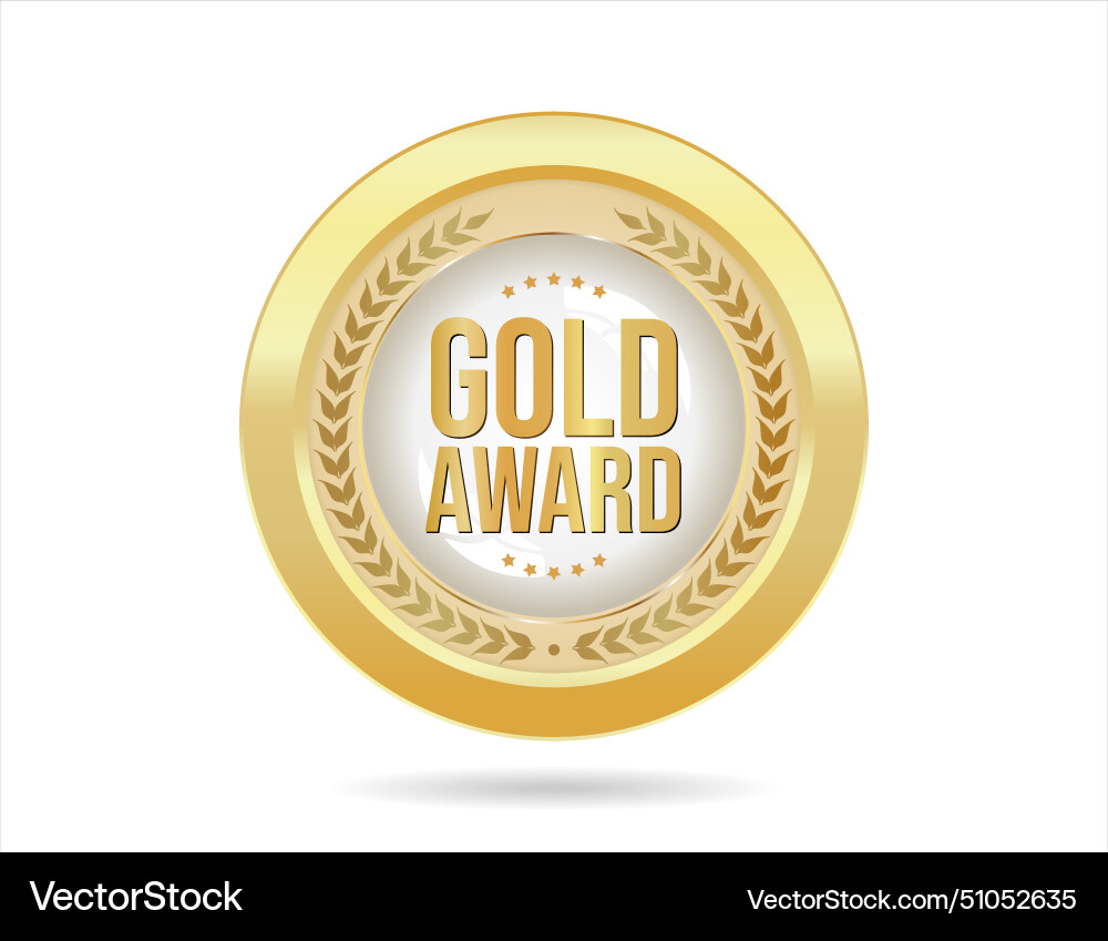 Gold award badge on white background Royalty Free Vector