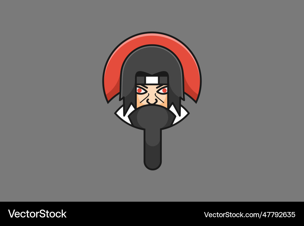 Itachi uchila cartoon logo template design Vector Image