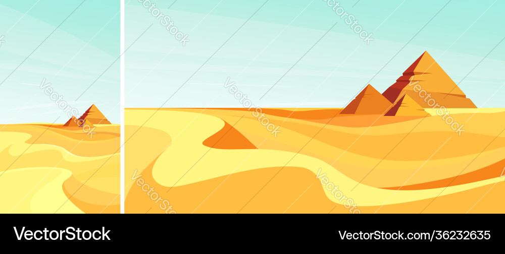 Pyramids in desert Royalty Free Vector Image - VectorStock