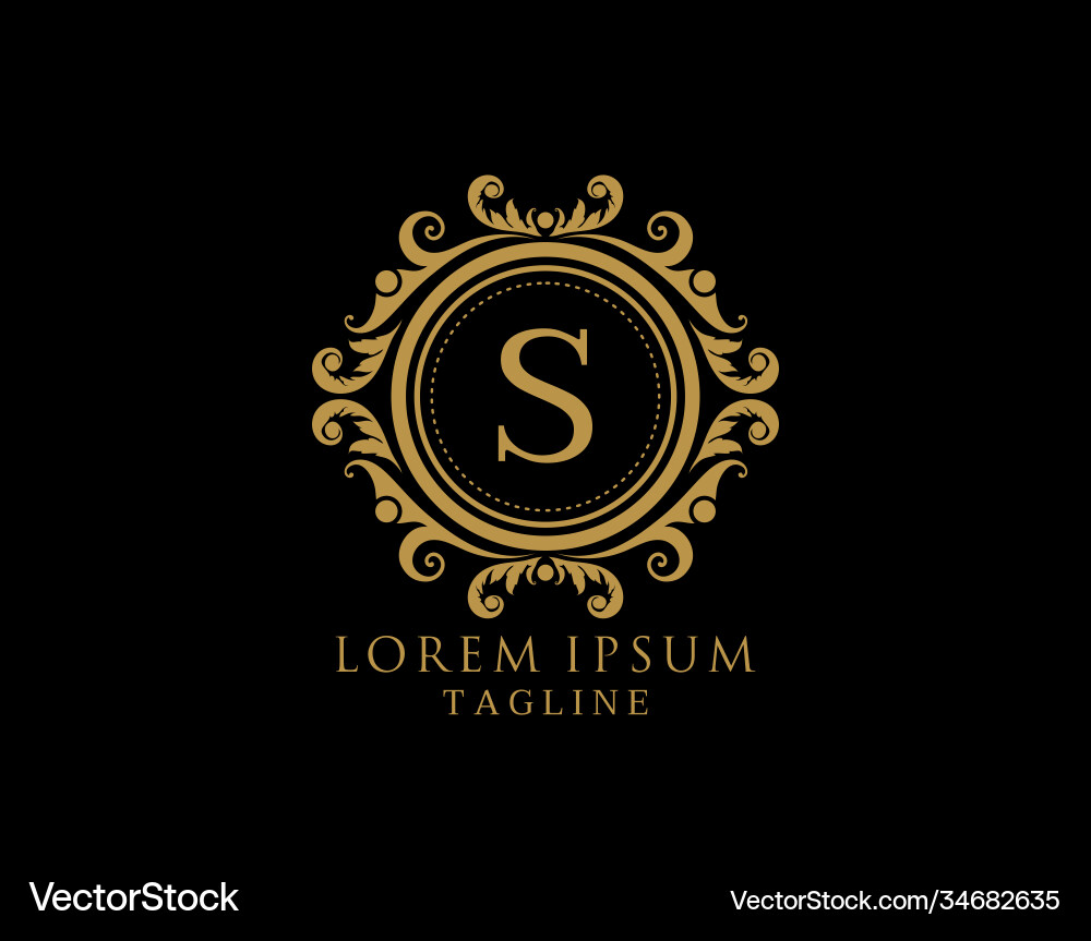 Royal circle s letter logo luxury badge Royalty Free Vector