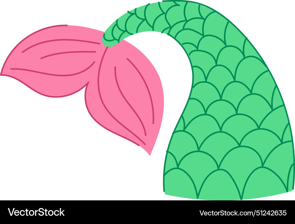 Sea mermaid tail cartoon Royalty Free Vector Image