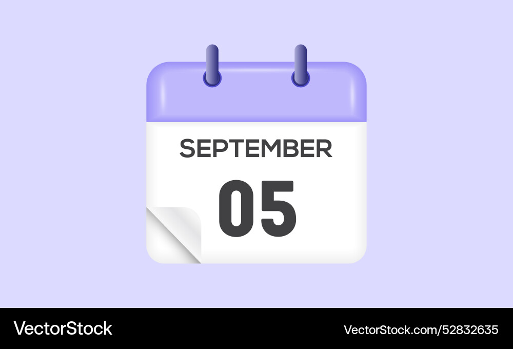 September 5 - calendar and time planner daily Vector Image