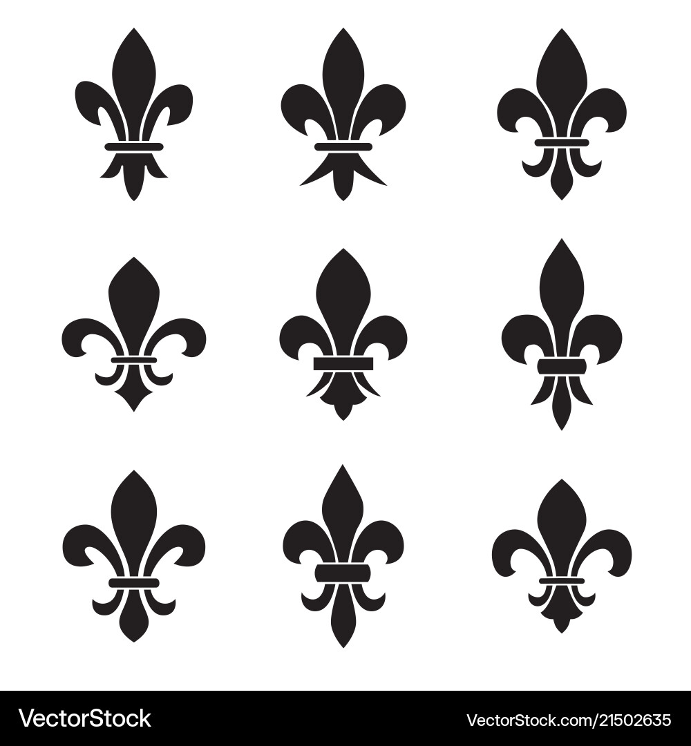 Set of emblems fleur de lys symbols Royalty Free Vector