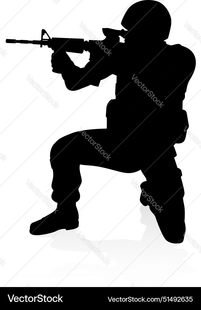 Soldier detailed high quality silhouette Vector Image