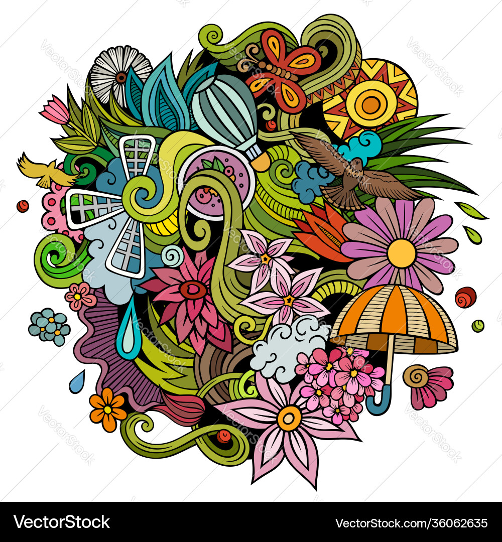 Spring hand drawn cartoon doodle Royalty Free Vector Image
