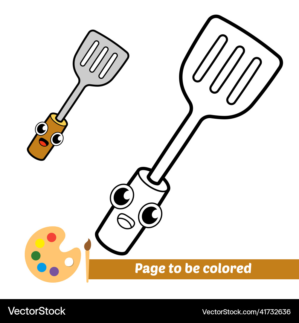 Coloring book for kids spatula Royalty Free Vector Image