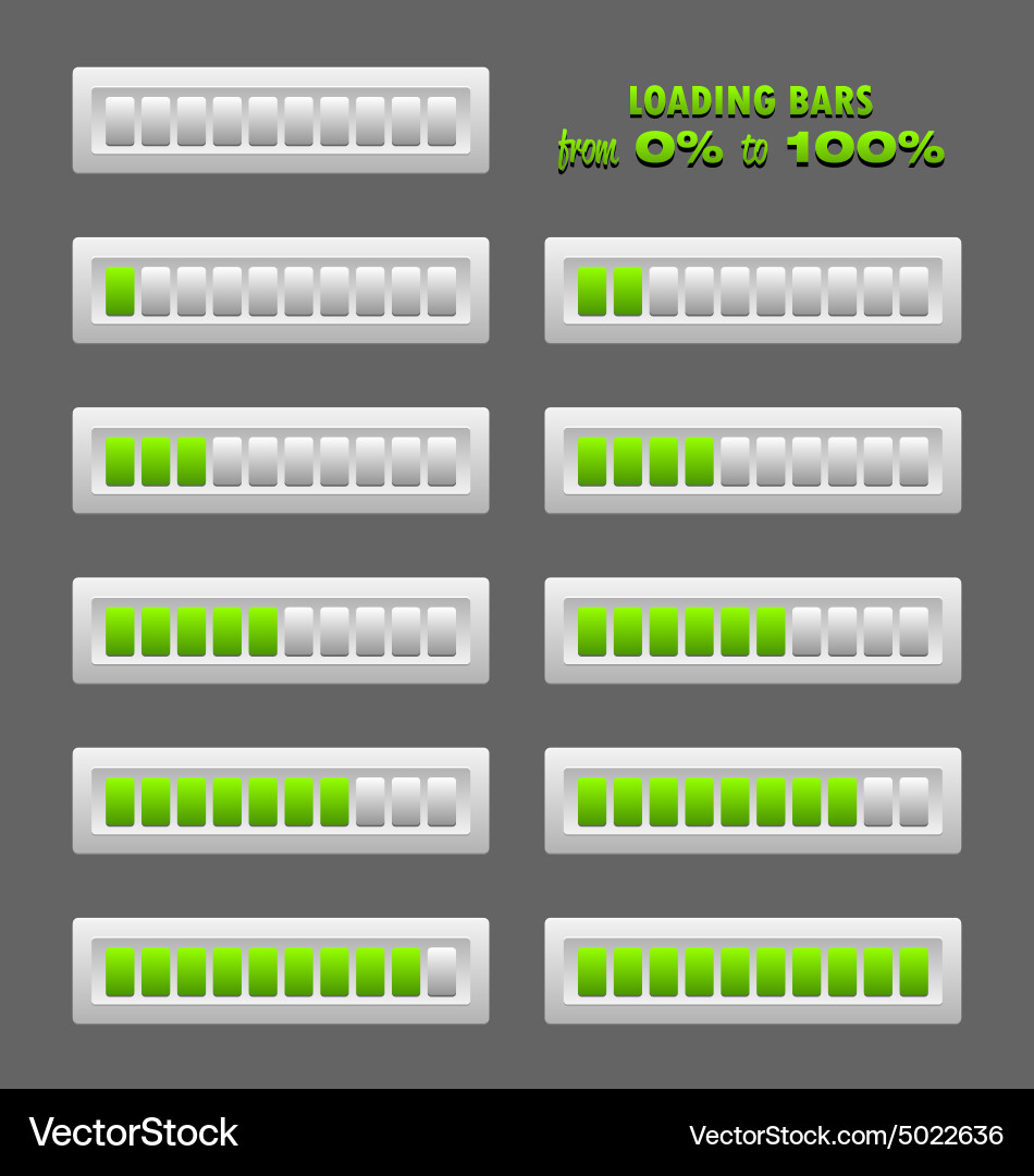 Green loading bars Royalty Free Vector Image - VectorStock