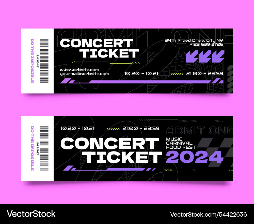 Hand gezeichnete Ticketvorlage für den sauren Stil