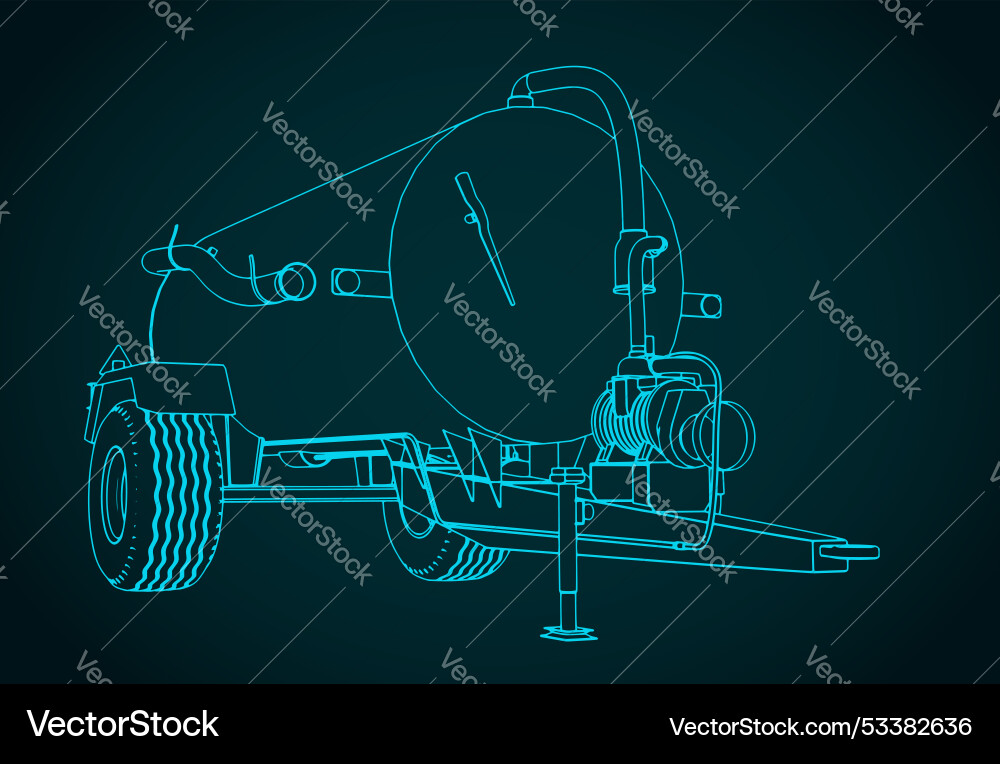 Liquid manure spreader sketch Royalty Free Vector Image