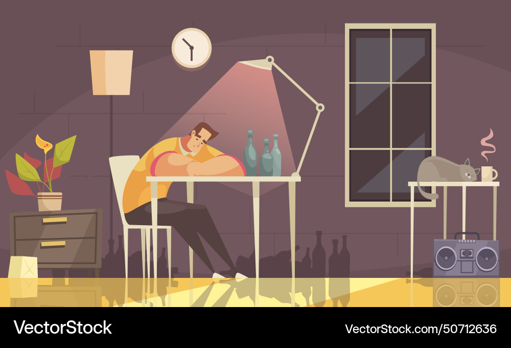 Lonely man cartoon background Royalty Free Vector Image