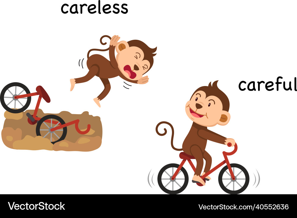 Opposite careless and careful Royalty Free Vector Image