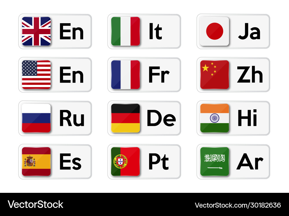 Set language buttons with national flags Vector Image