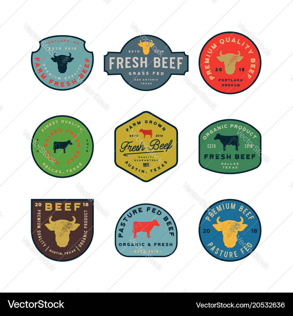 Set of premium fresh beef labels Royalty Free Vector Image