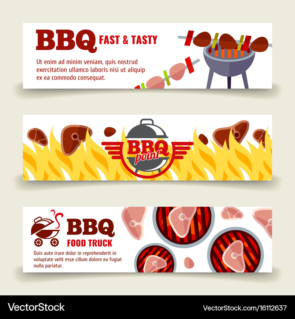 Bbq and steak horizontal banners template Vector Image
