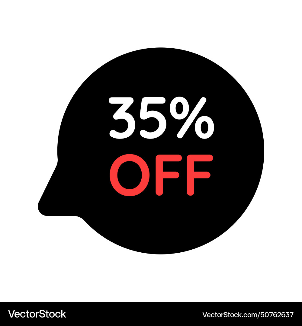 Black 35 percent discount tag on white background Vector Image
