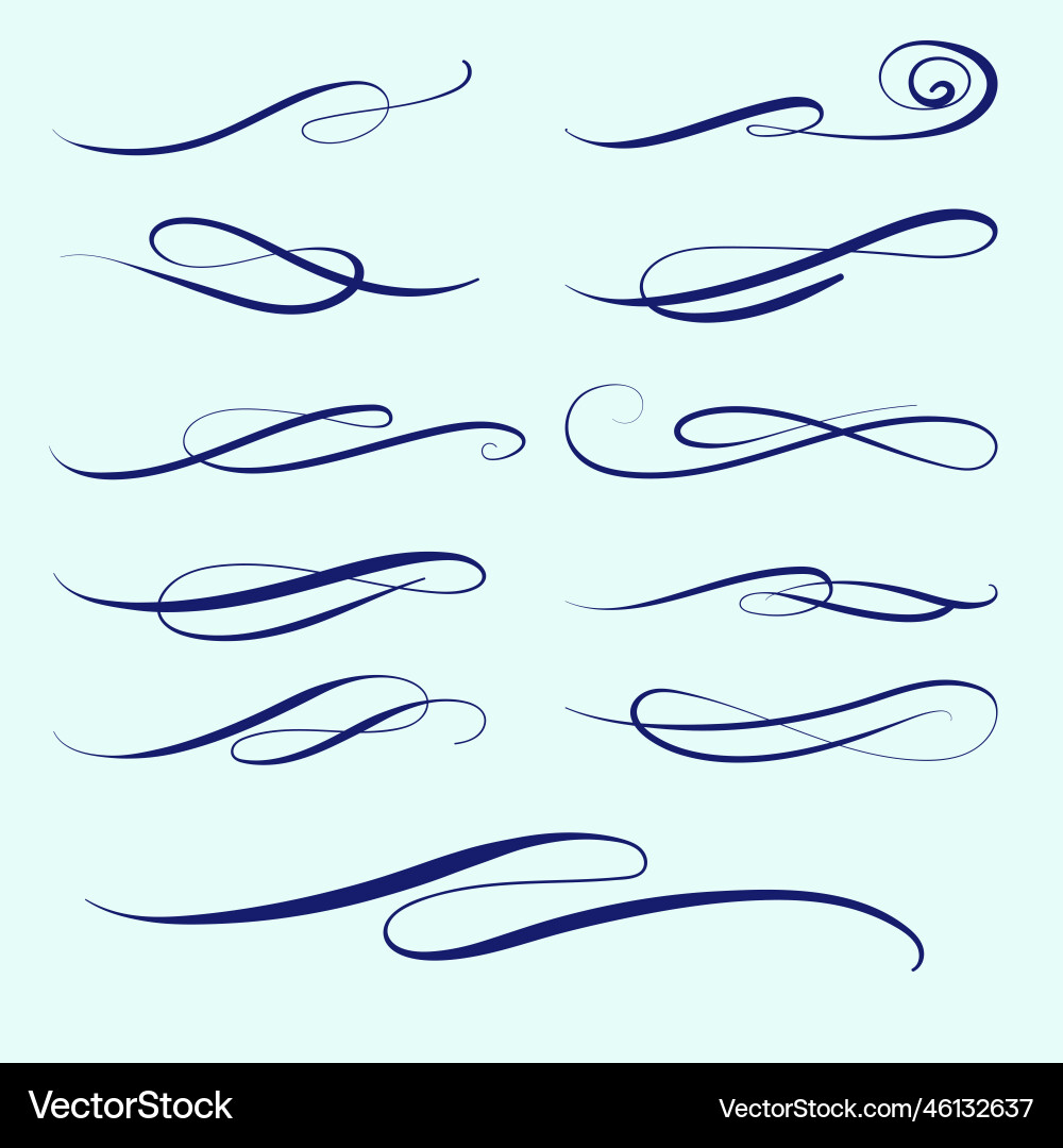 Blue-swash-ornamental-collection Royalty Free Vector Image