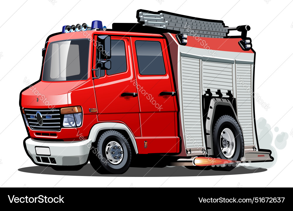 Cartoon firetruck isolated on white Royalty Free Vector