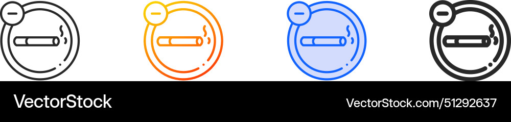 Cigarette iconthin linear gradient blue stroke Vector Image