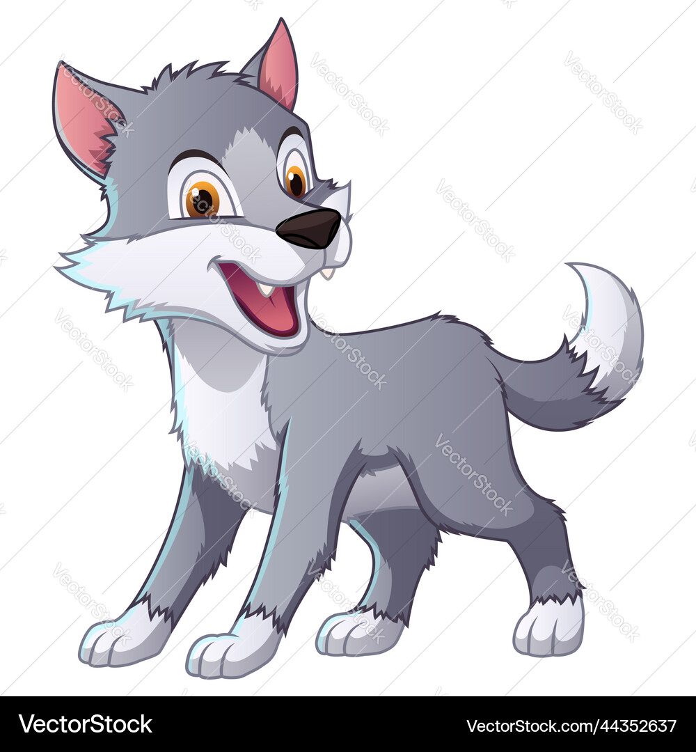 Cute Little Wolf Cartoon Royalty Free Vector Image