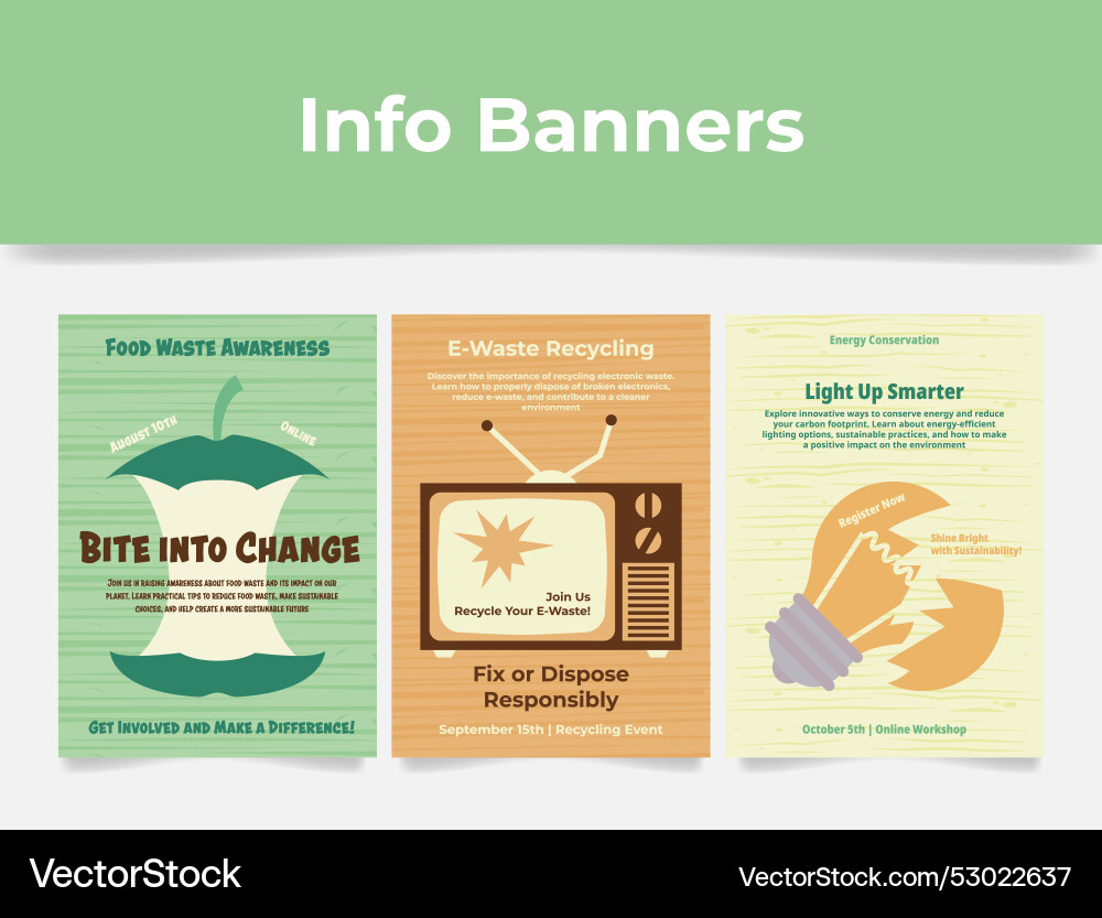 Informative banners highlighting food waste Vector Image