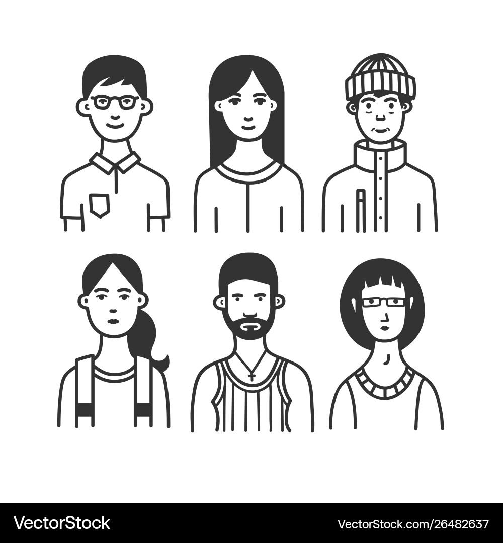 Large collection cartoon characters Royalty Free Vector