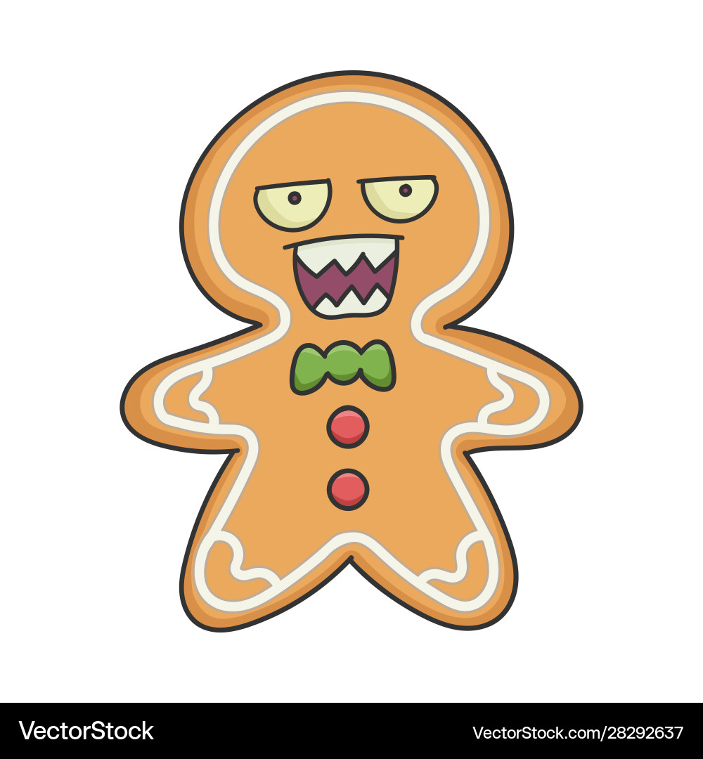 Mad angry christmas ginger bread cookie cartoon Vector Image