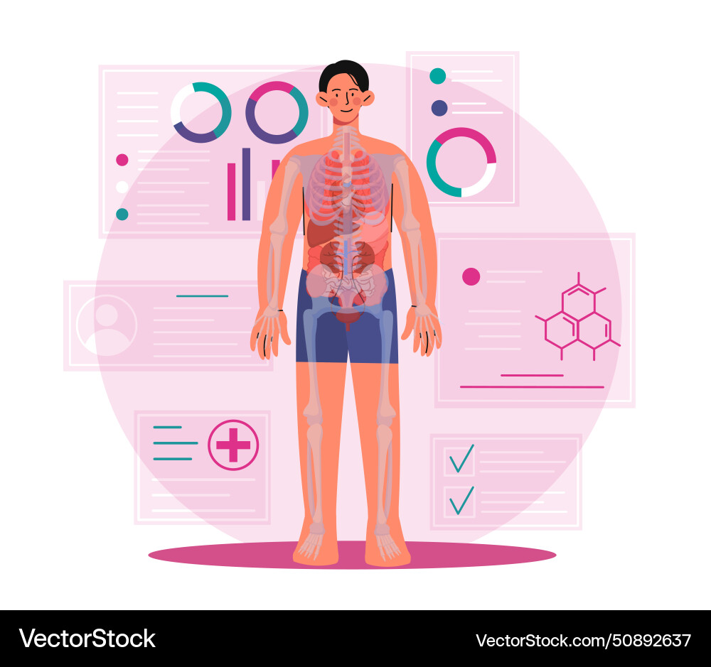 Man with health diagnostics Royalty Free Vector Image