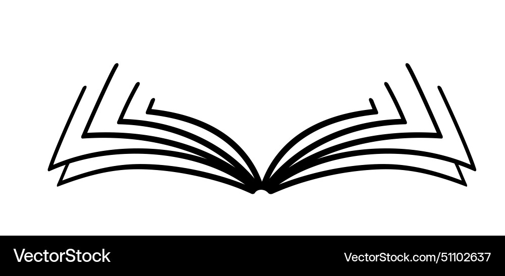 Open book and pages education concept line drawing