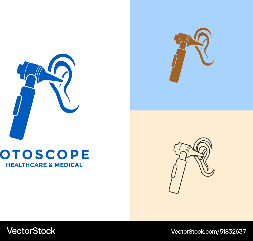 Otoscope set logo icon concept flat Royalty Free Vector