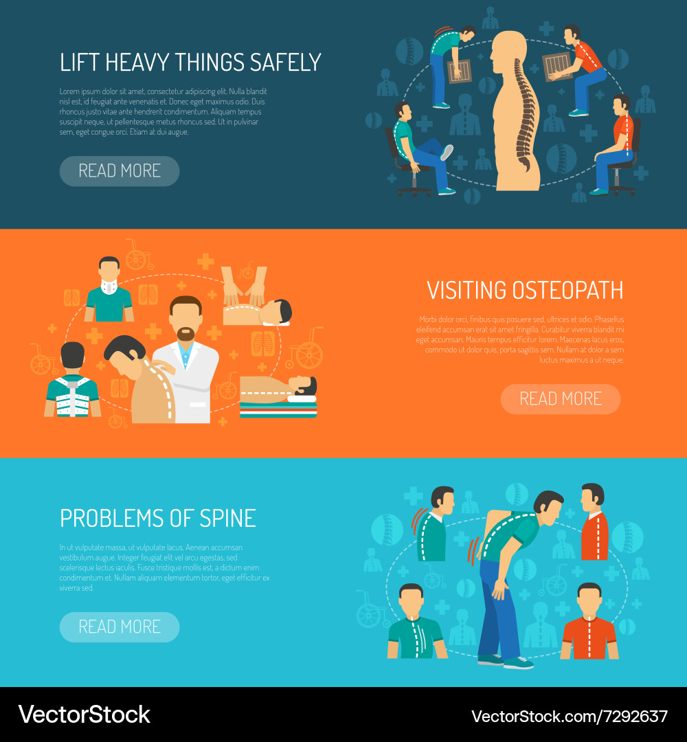 Posture flat horizontal banner set Royalty Free Vector Image