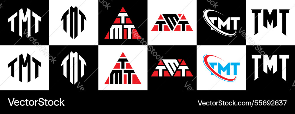 Tmt letter logo design in six style polygon Vector Image