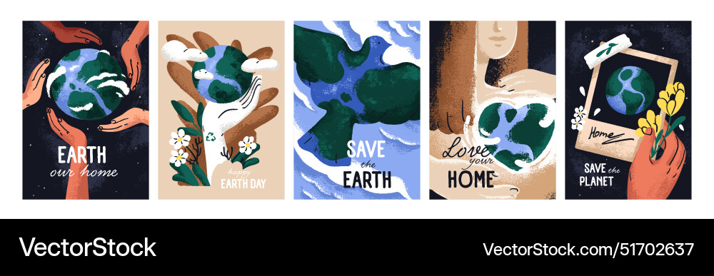 World earth day posters set environment Royalty Free Vector