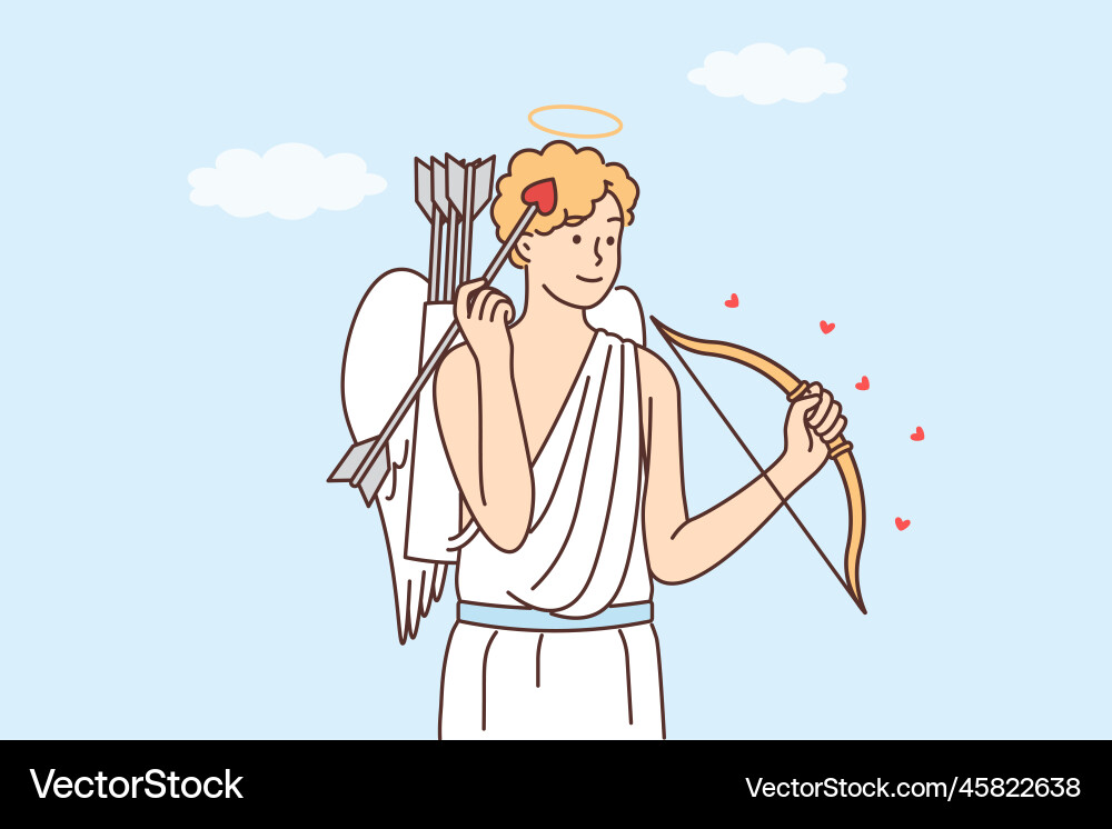 Ancient greek god cupid with bow and arrow Vector Image