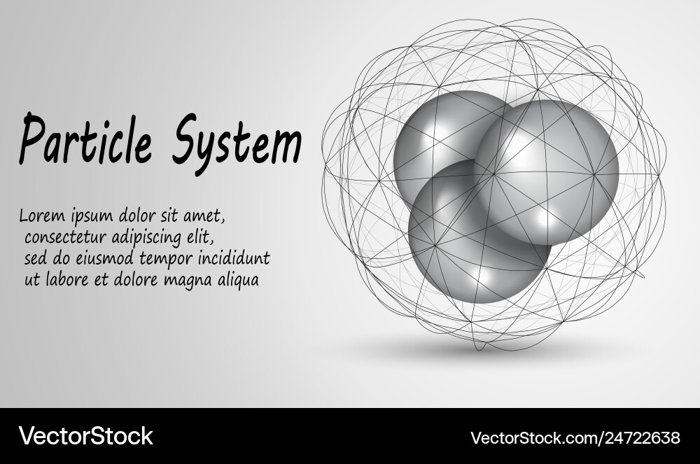 Atoms inside the mesh sphere particles Royalty Free Vector