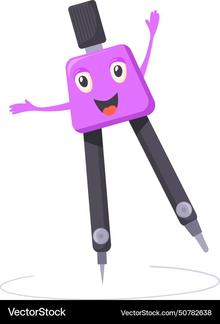 Compass character funny cartoon geometry math Vector Image