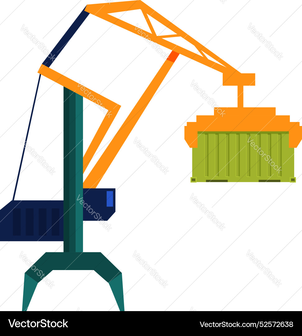 Mobile crane lifting container at port terminal Vector Image